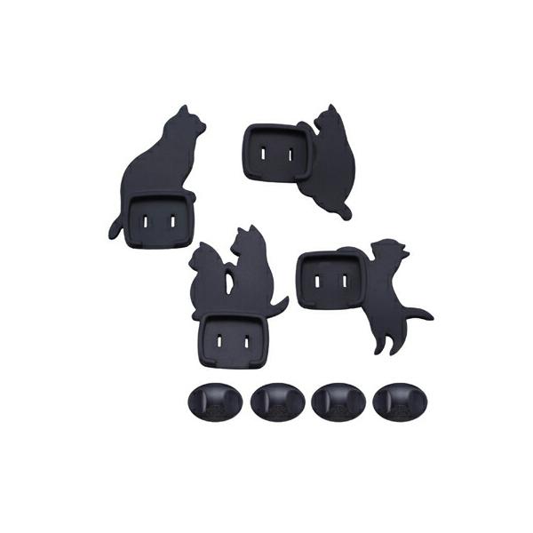 コンセントがネコたちの遊び場に●コンセントがネコたちの遊び場に●ホコリと湿気からコンセントを守りトラッキングによる火災を防止●学生のアイデアで商品化されたコンセントカバー【商品名】旭電機化成　ねこのコンセントカバー　4個セット　AKN-18...