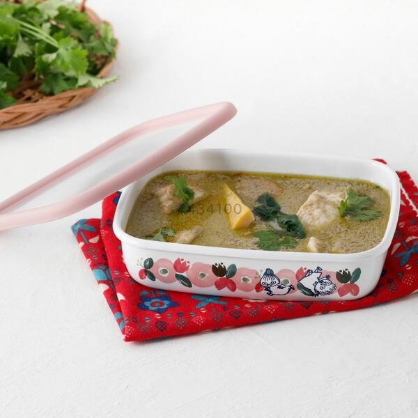 北欧風の花柄と、ムーミンがキッチンを楽しく彩ります。フチの色も本体の花柄と合うようにかわいくなりました。※冷凍OK（耐冷-20℃）※オーブンOK（蓋を外してください。）【商品寸法】W195 x D140 x H45mm【容量】0.9L【重量...