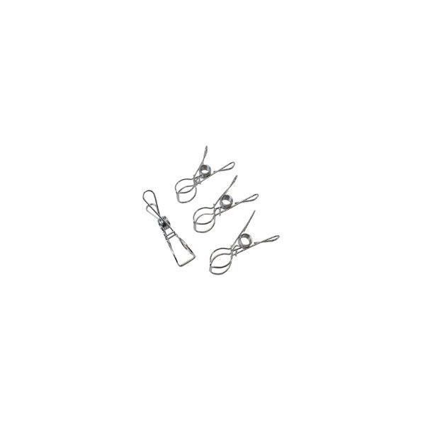 竿ピンチ４個入りのセットです。長く使って頂けるステンレス製のピンチ。プラスチックピンチのように折れたり、割れたりすることを防げます。弾力のある丈夫なバネと頑丈な成型で１本１本丹念に作られているので、バネ部分のクオリティーも高く丈夫で長持ちい...