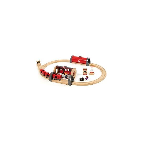 スタイリッシュな列車にプラットフォーム。列車を走らせるとライトが点灯、音が鳴ります。　【製品サイズ】長さ×奥行：約691×484mm　【個装サイズ】約345×345×120mm　【仕様】ボタン電池LR44 2個使用　【素材】ブナ材、他　※2...