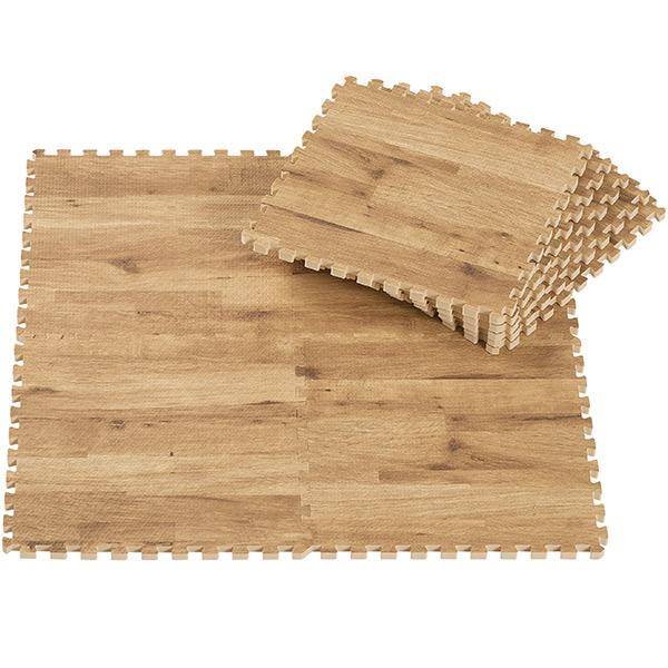 お子様やペットのいるご家庭などにおすすめな、「やわらかウッディマット 9枚組」。おしゃれな木目調なので「ジョイントマットを敷きたいけど、インテリア性も損いたくない…。」という方におすすめです！床面保護や足音を吸収してくれる役割を果たすので、...