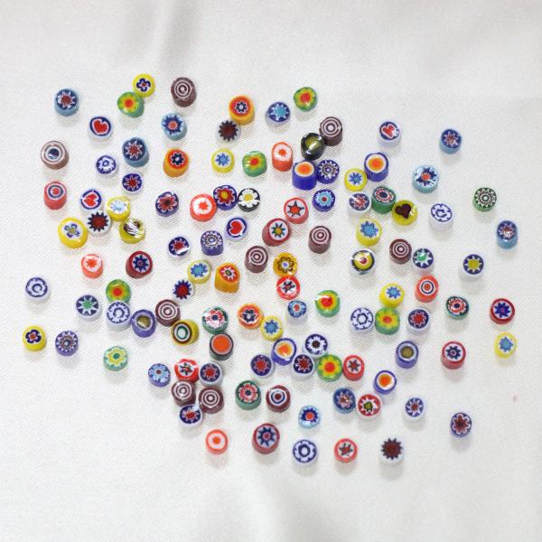 モレッティミルフィオリ（膨張係数104×10-7）ＯＰ　不透明系ミルフィオリ　5ｍｍ　５0ｇ※必ず膨張係数が同じガラスどうしで、焼成してください。