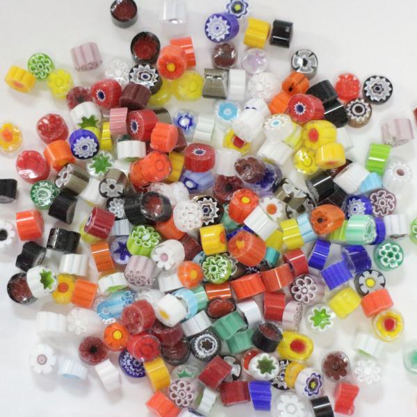 モレッティミルフィオリ（膨張係数104×10-7）TＰ　透明系ミルフィオリ　7ｍｍ　１００ｇ※必ず膨張係数が同じガラスどうしで、焼成してください。