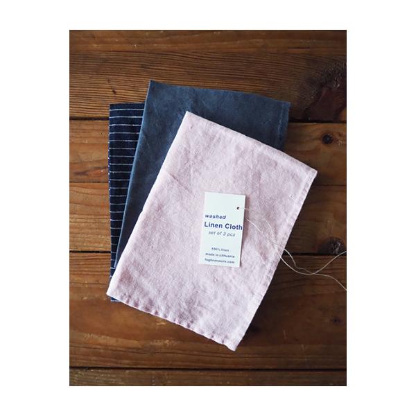 リネンクロス３枚セット カラーアソート薄地、普通地、厚地、ワッフル地などさまざまなリネン生地のクロスを3枚組にした、クロスセットを作りました。アソートなので、生地の厚みや色の組み合わせは届くまでのお楽しみ。通常よりもお買い得になっています。...