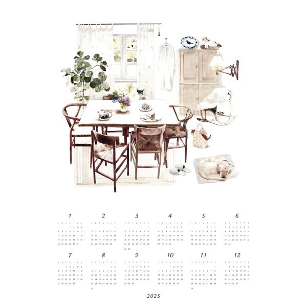 2025 リネンカレンダ−クロス毎年ご好評いただいている、キッチンクロスサイズのリネンにイラストとカレンダーをデジタルしたファブリックカレンダー。イラストレーター荻原美里さんの描く静かで美しい世界観が、今回はじめてリネンカレンダーになって登...