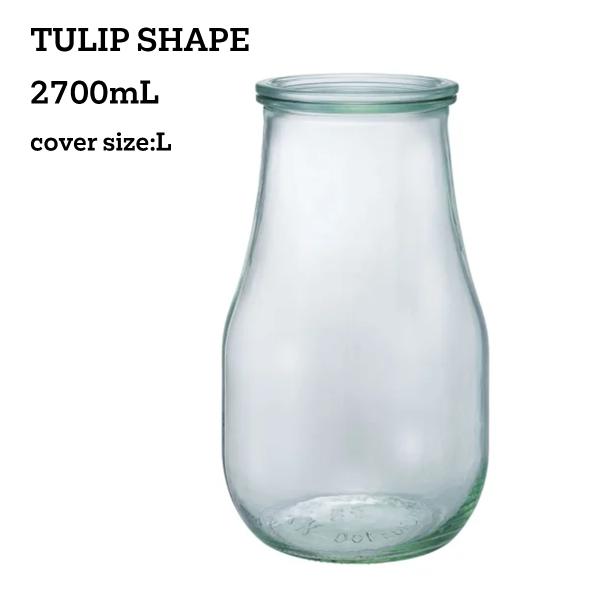 WECKTulip Shape 2,700ml丸みを帯びたカタチが可愛らしい印象のチューリップシェイプWECKの最大サイズです。お米など、とにかく量の多いものはこちらへ。果実酒をつけたりサングリアを作るのにもぴったりです。収納場所に困ってい...