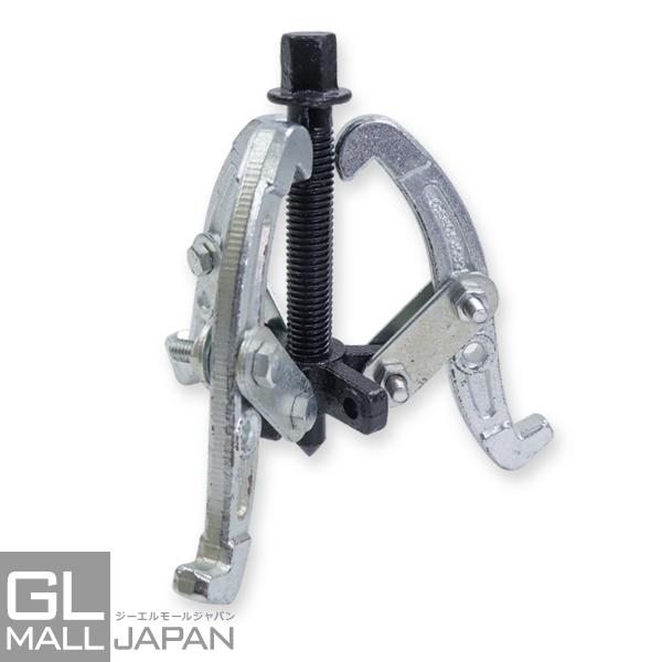 深度調節可能な、2穴タイプの3本爪プーラーです。外掛けと内掛けの兼用タイプ！狭い場所では2本爪プーラーとしても使用可能です。プーリやギヤの抜き取り作業に最適です。規格：4インチ(100mm)シャフト長：約130mm爪全長：約120mm使用範...