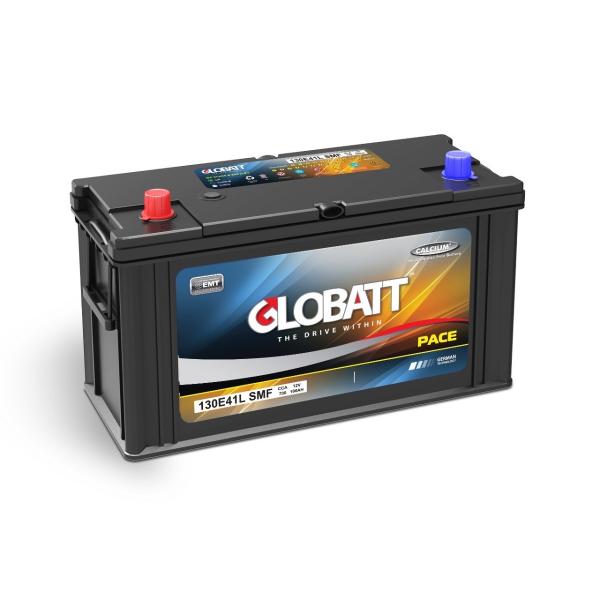 Rahimafrooz社製【グロバット】130E41L 両極板（＋・−）新カルシウム合金を採用により、極めて少ない減液と特性を実現。また、自己放電（自然放電）についても極めて低く抑えられています。仕様／能力（容量）12V 100AH 20H...