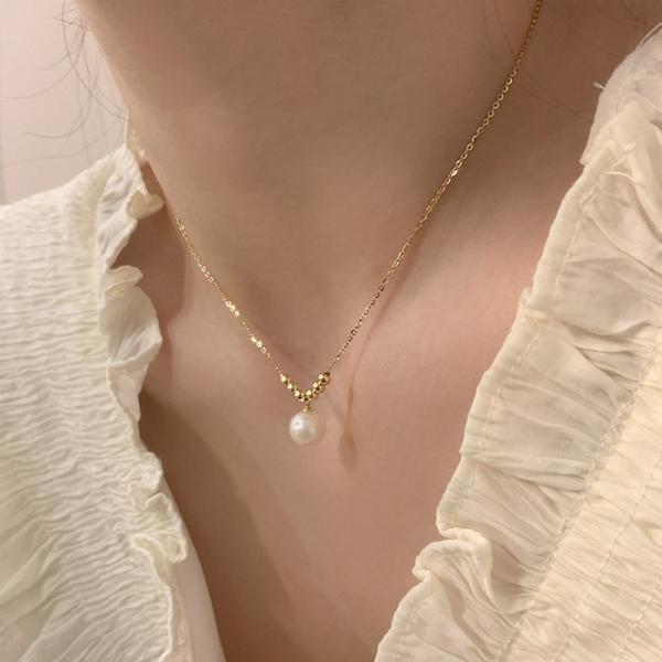 ネックレス ゴールド 人気アクセサリー 韓国風 ファッション小物 上品 結婚式 パーティー ジュエリー 女子会 おしゃれ誕生日 プレゼント オシャレペンダント 細めチェーン首飾りトップに小ぶりのパールが上品なネックレス大人っぽく、程よく上品...