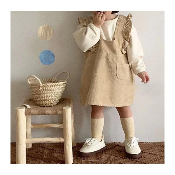ins 秋新作　ベビー服　女の子　デニム　コーデュロイ　サロペットスカート　子供服　可愛い　スカート【バリエーション】・ベージュ/73・ベージュ/80・ベージュ/90・ベージュ/100・ブルー/73・ブルー/80・ブルー/90・ブルー/10...
