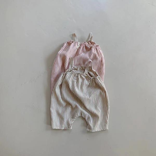 ins 夏新作　ins　ベビー服　サロペット　パンツ ストライプ　可愛い　ボトムス　カジュアル　新生児【バリエーション】・コーヒーボーダー/66cm・コーヒーボーダー/73cm・コーヒーボーダー/80cm・コーヒーボーダー/90cm・ダーク...
