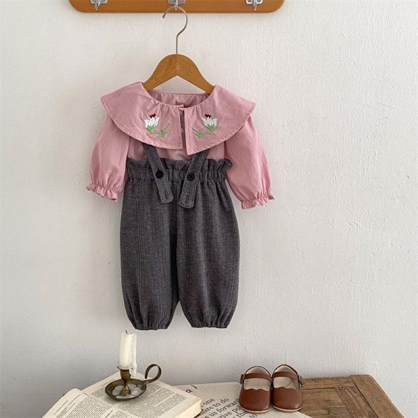 ins 秋新作　ベビー服　女の子　サロペット　ワッフル　ズボン　カジュアル　ボトムス　オーバーオール【バリエーション】・サロペット/66・サロペット/73・サロペット/80・サロペット/90・サロペット/100・ブラウス/66・ブラウス/7...
