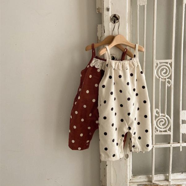 ins 秋新作　ベビー服　女の子　吊りズボン　サロペット　パンツ　水玉　レース　可愛い　子供服　おしゃれ【バリエーション】・オフホワイト/66・オフホワイト/73・オフホワイト/80・オフホワイト/90・レッド/66・レッド/73・レッド/...