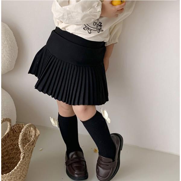 ins 秋新作　ベビー服　女の子　プリーツスカート　裏地付き　ハイウエスト　可愛い　子供服　おしゃれ【バリエーション】・ブラック/80・ブラック/90・ブラック/100・ブラック/110・ブラック/120・ブラック/130・ブラック/140...