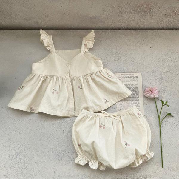 ins 夏新作　女の子　フラッタースリーブ　サロペットワンピース　無地　ショートパンツ　可愛い　ベビー服【バリエーション】・サロペット/66・サロペット/73・サロペット/80・サロペット/90・ショートパンツ/66・ショートパンツ/73・...