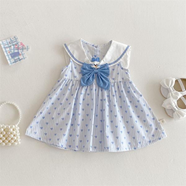 ins 夏新作　女の子　セーラーカラー　ノースリーブ　ワンピース　子供服　可愛い　おしゃれ　セーラー服【バリエーション】・写真通り/73cm・写真通り/80cm・写真通り/90cm・写真通り/100cm・写真通り/110cm・写真通り/12...