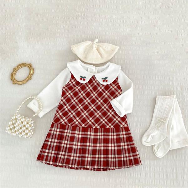 ins 秋新作　女の子　チェック柄　ノースリーブ　キッズ　ワンピース　可愛い　おしゃれ　子供服　格子【バリエーション】・ワンピース/73・ワンピース/80・ワンピース/90・ワンピース/100・ワンピース/110・ワンピース/120・Tシャ...