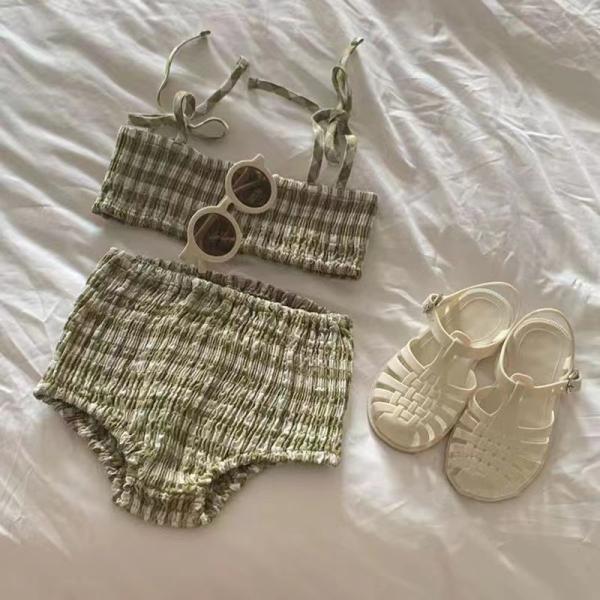 ins　夏新作　女の子　セパレートタイプ　水着　チェック柄　スイミング　可愛い　ビーチ　温泉　80〜160【バリエーション】・チェック柄/80・チェック柄/90・チェック柄/100・チェック柄/110・チェック柄/120・チェック柄/130...