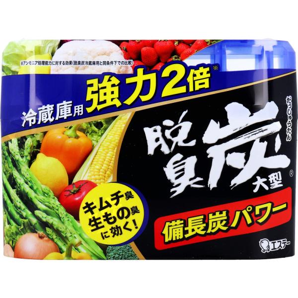 冷蔵庫の気になるニオイを備長炭と活性炭の力でしっかり脱臭！●脱臭効果2倍の強力タイプ！※アンモニア処理能力に対する効果。脱臭炭冷蔵庫用との比較。●キムチ・ニンニク・生もののニオイに効く！●交換時期まる見え！ゼリー状の炭が小さくなったらお取り...