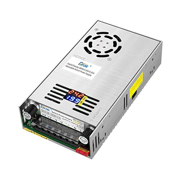 カラー：DC 0-24V 0-20A 480Wサイズ：DC 0-24V 0-20A 480W【DROKスイッチング電源】入力電圧範囲はAC110/220V±15%、出力電圧範囲はDC 0-24V調整可能、最大負荷は10Aです。したがって、こ...