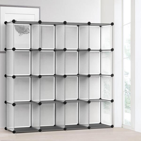 カラー：マットホワイトサイズ：16ボックス【大容量収納＆省スペース】1ボックスのサイズ：約幅30×奥行30×高30cm。使用するときは何個のボックスを積み重ねることができるし、使わないときは取り外して部屋の隅や隙間などにもスリムに収納できま...