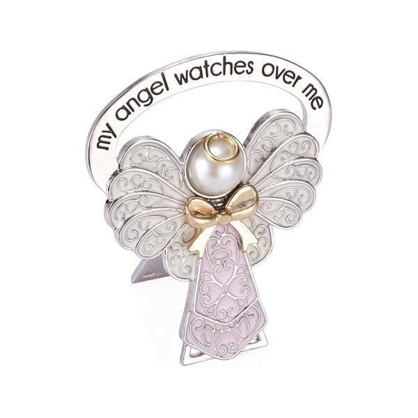 "my angel watch over me"　「私の天使が見守ってくれます」頭に金の輪っかと首にはリボンを付けた、可愛らしい天使のミニ置物です！スクロール柄の羽根とドレスにはエナメル加工がされています♪下記3色よりお選び頂けます。1. ...