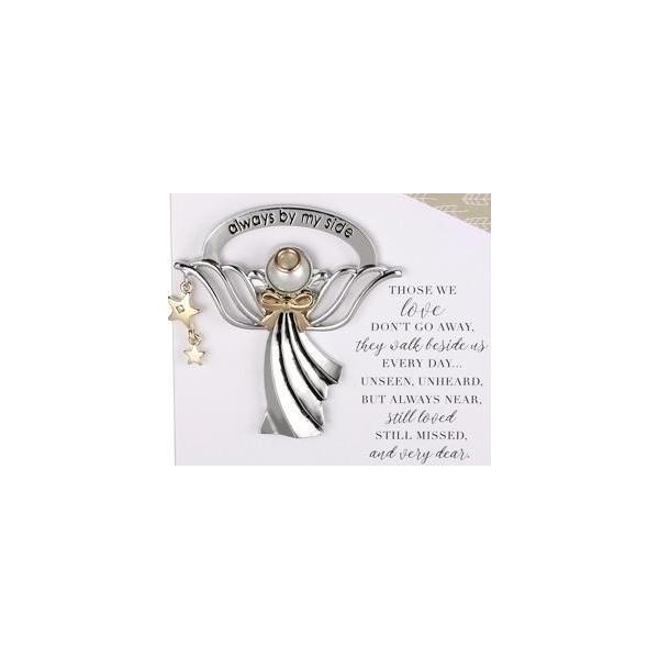 "always by my side"　「いつも私のそばに」ゴールドの星のチャームを手にし、首にリボンを結んだ天使のミニ置物には、星の中央にもキラッと煌めくストーンが埋め込まれています！サイズ(cm)：　高さ６．４材質：　合金、フェークパー...