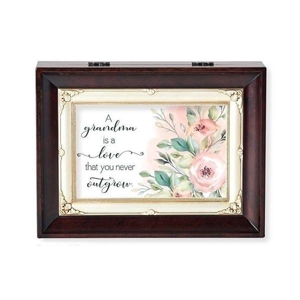 【発売日：2026年08月05日】ウッド調の宝石箱は、素敵なオルゴールの音色を奏でます！ガラスのフレーム内の絵柄には、フローラルと聖句やポエムが記されています。1. ”Grandma おばあさまへ” "A grandma is a love...