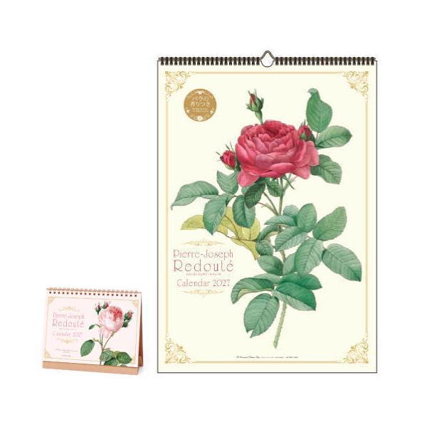【発売日：2026年09月01日】毎年ご好評のルドゥーテの花々をあしらった、とても飾り映えのする豪華なカレンダーです。卓上と壁掛のセットで、統一感のある空間に♪壁掛けカレンダーには、薔薇の香料インクが使用されています！ルドゥーテが描く美しい...