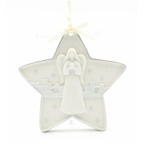 "God Bless This Home" 　「この家に神の祝福がありますように」星型のオーナメントの中央には、お祈りする天使、エルサレムの街並みと散りばめられた星がエンボス加工されています！縁取りや各所にシルバーのアクセントと、裏面には上...