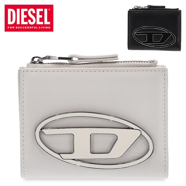 Diesel ディーゼル レディースウォレット コンパクト財布 小型財布 ジッパー付き小銭入れ ロゴプレート カードスロットデイリー使い 耐久性 洗練デザイン ギフト