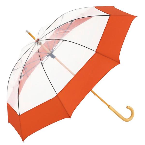 ビコーズ エコクリア プレーンカラー オレンジ クリア 透明 ビニール傘 傘 メンズ レディース ユニセックス 長傘 雨傘 大きい 軽量 丈夫 手開きタイプ サスティナブルU-DAY ユーデイ 傘 カサ おしゃれ シンプル ビニール 傘■メ...