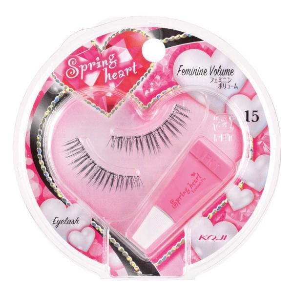 スプリングハート アイラッシュ つけまつげ フェミニンボリューム #15 1ペア入り 専用接着剤付き 全体用 透明ベースKOJI コージー本舗 コージー つけまつ毛 つけま アイラッシュ■メーカー・ブランド名：KOJI / 株式会社コージー...