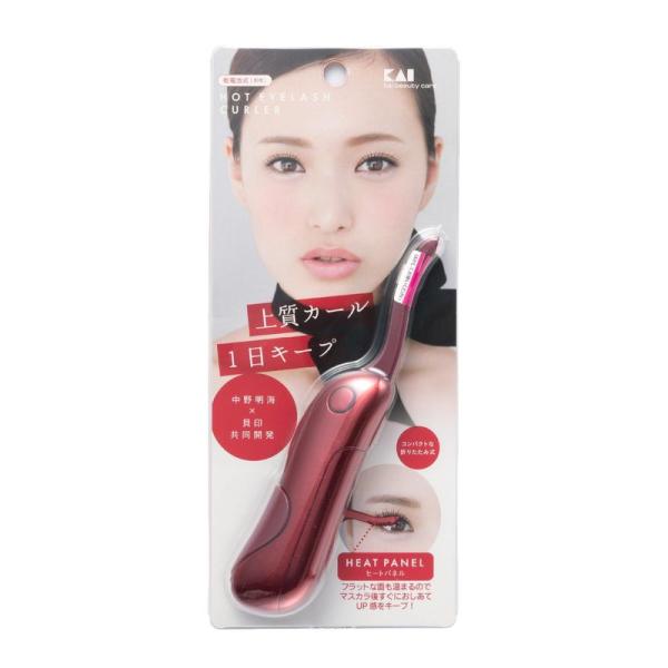 貝印 ホットアイラッシュカーラー グラマラスレッド まつげカーラー アイメイク 美容 コンパクト 単4電池式 携帯用プロ級の仕上がり！ヒートパネルで根元からカール 自然な放射状まつ毛へ コンパクトで持ち運びにも便利なホットアイラッシュカーラ...
