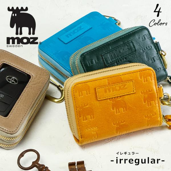 北欧スウェーデンで誕生したアニマルコンセプトブランド「moz モズ」の革小物シリーズ。"moz"のアイコンであるヘラジカ（エルク）が型押しされた北欧デザインならではの、かわいらしい仕上がりです。発色のきれいな、ふっくら柔らかな牛革に、ヘラジ...
