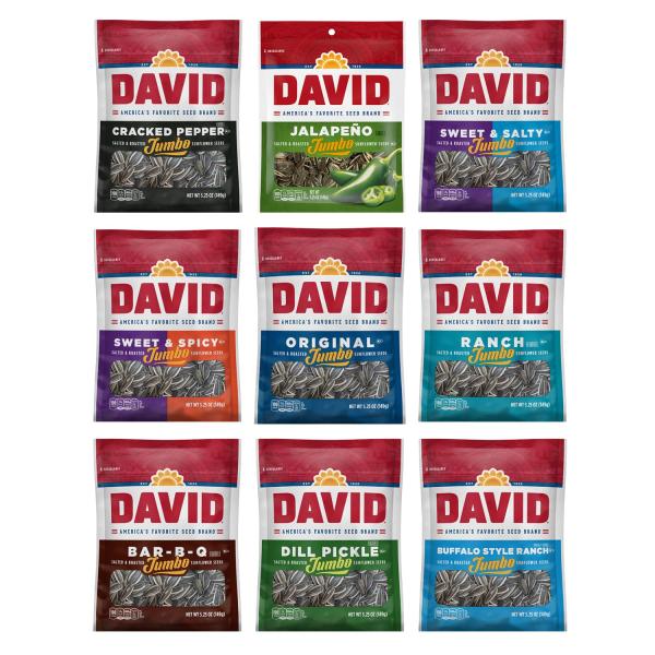 アメリカ育ちのDAVID Seeds は、100 年間、アメリカ産のヒマワリの種を製造してきました。誰もが気に入る本格的なホームスタイルの味のために高品質の材料で作られています。DAVID ヒマワリの種全体をローストし、塩やその他の自然な風...