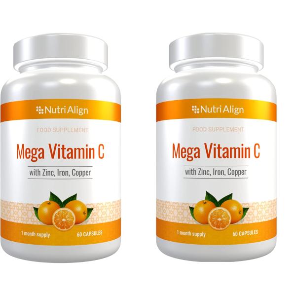 60粒入り2個セットビタミン Cサプリ: 1 食分あたり 1000 mg のビタミン C (オレンジ 14 個と同じ量) 標準的なサプリメント の 11 倍以上のビタミン C を 提供します。亜鉛、銅、鉄が含まれています。シュガーフリー、グ...