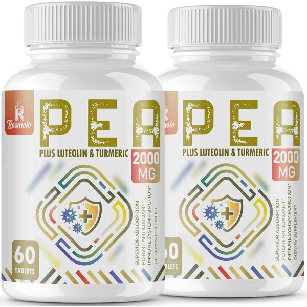 お得な2本セット Rosmolo 社 PEA パルミトイルエタノールアミド 1粒あたり750mg配合 60粒入×2本 サプリメント　Palmitoylethanolamide ルテイン150mgとターメリック ウコン100mgも配合 60日...
