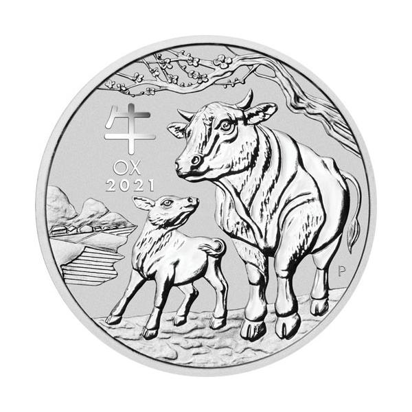 商品名 : 2021年 (新品) オーストラリア「干支 十二支・丑年 牛年」PERTH製 純銀 1オンス 銀貨品位 : 99.99％の純銀重量 : 1オンス　(31.1グラム)状態 : 未使用品・新品サイズ : 40.6 mm x 3.21...