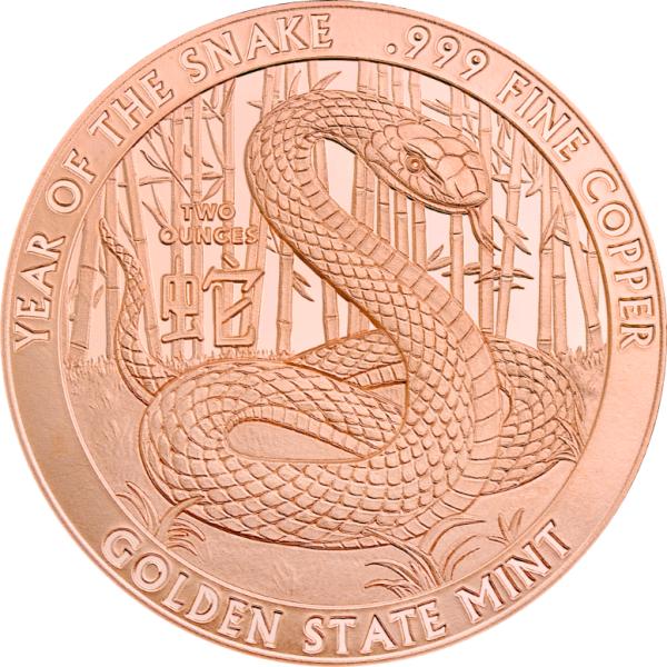 商品名 : (新品) アメリカ「干支 十二支・巳年 蛇年」純銅 赤金 2常衡オンス メダル品位    : 99.9％の純銅重量    : 2常衡オンス (56.7グラム)状態    : 未使用品・新品サイズ : 47 mm x 4.6 mm...