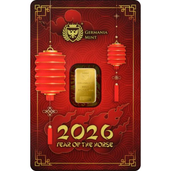 商品名 : 2026年 (新品) ポーランド ゲルマニア「干支 十二支・午年 馬年」純金 1グラム バー品位    : 99.99％の純金重量    : 1グラム状態    : 未使用品・新品同梱品 : 保証書●当店では本物の貴金属（純金、...