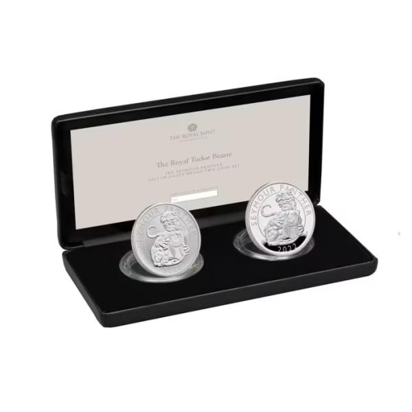 商品名 : 2022年 (新品) イギリス「ロイヤルチューダービースト・シーモアのパンサー」純銀 1オンス プルーフ/リバースプルーフ 銀貨【2枚セット】品位    : 99.99％の純銀重量    : 合計2オンス (62.2グラム)状態...