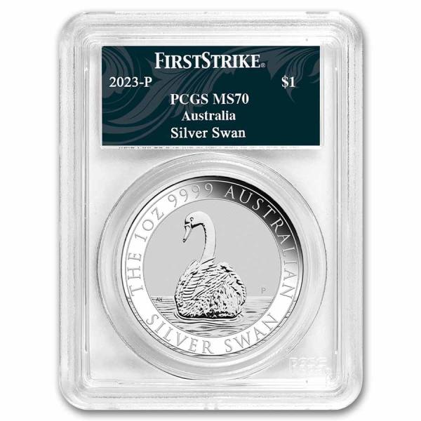 商品名　 : 2023年 (新品) オーストラリア「白鳥・ハクチョウ・スワン」純銀 1オンス 銀貨 PCGS MS70 (ファーストストライク、スワンラベル)品位  　  : 99.99％の純銀重量  　  : 1オンス (31.1グラム)...