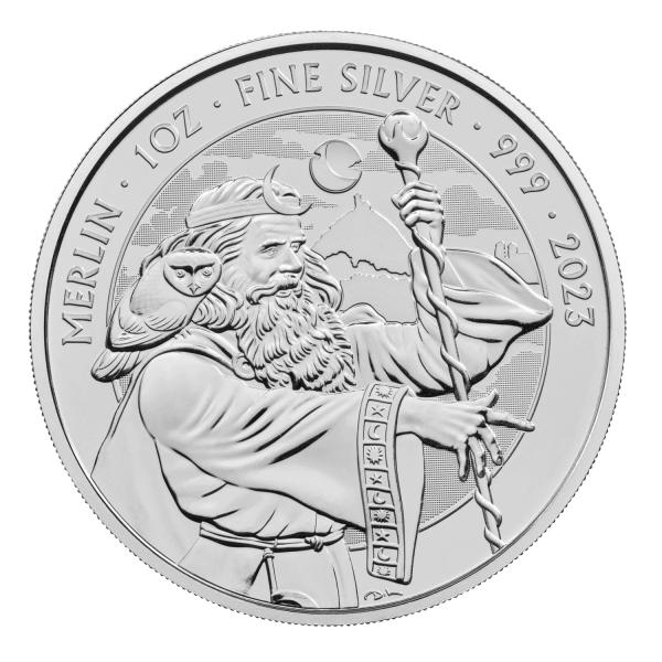 商品名 : 2023年 (新品) イギリス「神話と伝説・マーリン」純銀 1オンス 銀貨品位    : 99.9％の純銀重量    : 1オンス (31.1グラム)状態    : 新品・未使用品サイズ : 38.6 mm x 1.8 mm同梱...