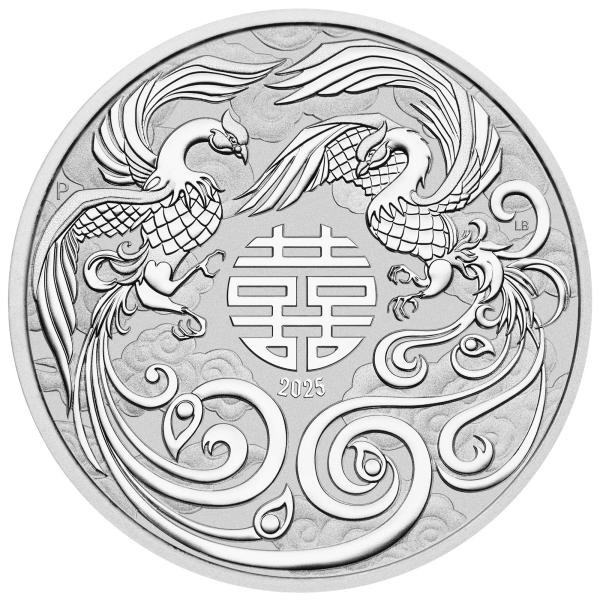 商品名　 : 2025年 (新品) オーストラリア「ダブルフェニックス」純銀 1オンス 銀貨品位   　 : 99.99％の純銀重量  　  : 1オンス (31.1グラム)状態   　 : 未使用品・新品発行枚数 : 20,000枚サイズ...