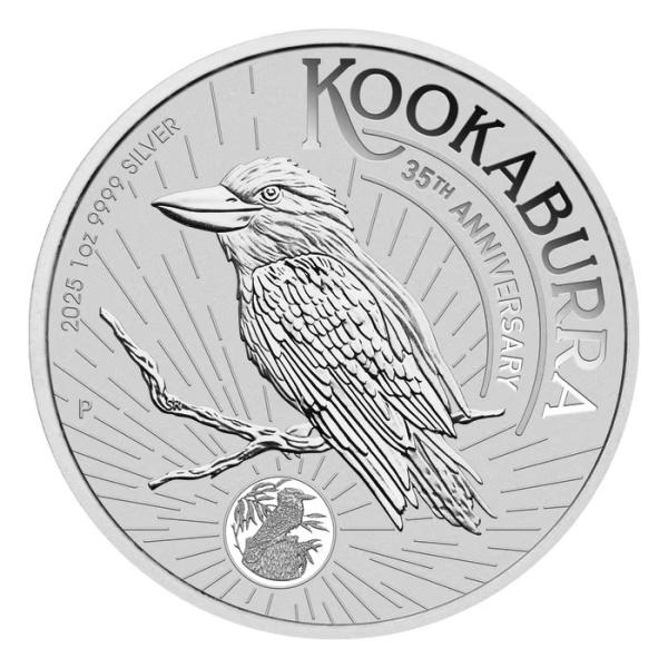商品名　 : 2025年 (新品) オーストラリア「クッカバラ・ワライカワセミ 35周年」純銀 1オンス 銀貨品位   　 : 99.99％の純銀重量   　 : 1オンス (31.1グラム)状態   　 : 未使用品・新品発行枚数 : 5...