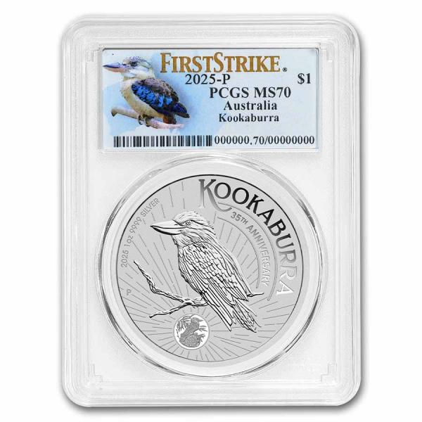 商品名　 : 2025年 (新品) オーストラリア「クッカバラ・ワライカワセミ」純銀 1オンス 銀貨 PCGS MS70 (ファーストストライク、クッカレーベル)品位   　 : 99.99％の純銀重量   　 : 1オンス (31.1グラ...