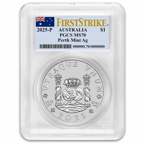 商品名　 : 2025年 (新品) オーストラリア「宣言記念日・ピラードル」純銀 1オンス 銀貨 PCGS MS70 (ファーストストライク) 品位  　  : 99.99％の純銀重量  　  : 1オンス (31.1グラム)状態    　...