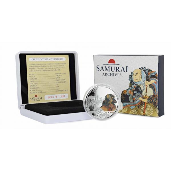 商品名 : 2018年 (新品) フィジー「平清盛 怪異を見る図・歌川広重 浮世絵」純銀 1オンス カラー 銀貨品位 : 99.9％の純銀重量 : 1オンス　(31.1グラム)状態 : 未使用品・新品サイズ：38.6 mm発行枚数：1,50...