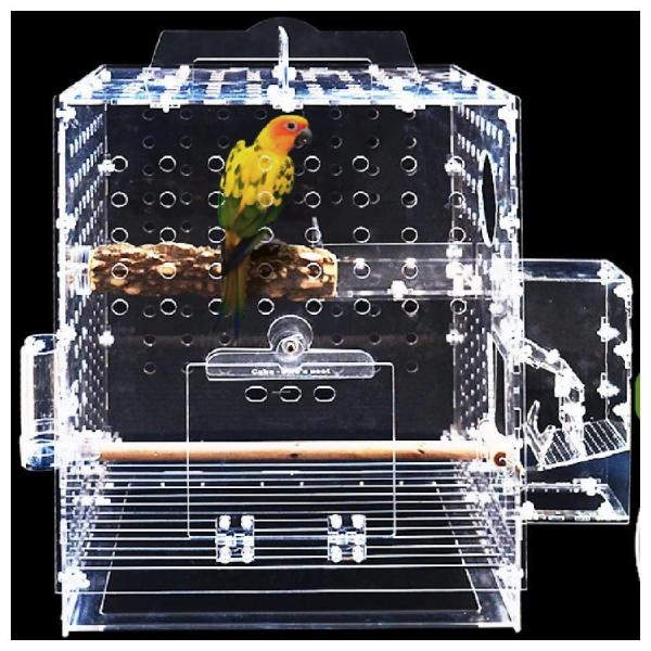 ??【新しいシンプルな鳥かご】：この創造的な新しい鳥かごは、独特の透明な外観を持ち、最高の表示とデザインの完全さを可能にします。内部空間が広く、スタンドバー* 1、食品容器* 1、水飲み器* 1などの付属品が揃っています。??【環境にやさし...